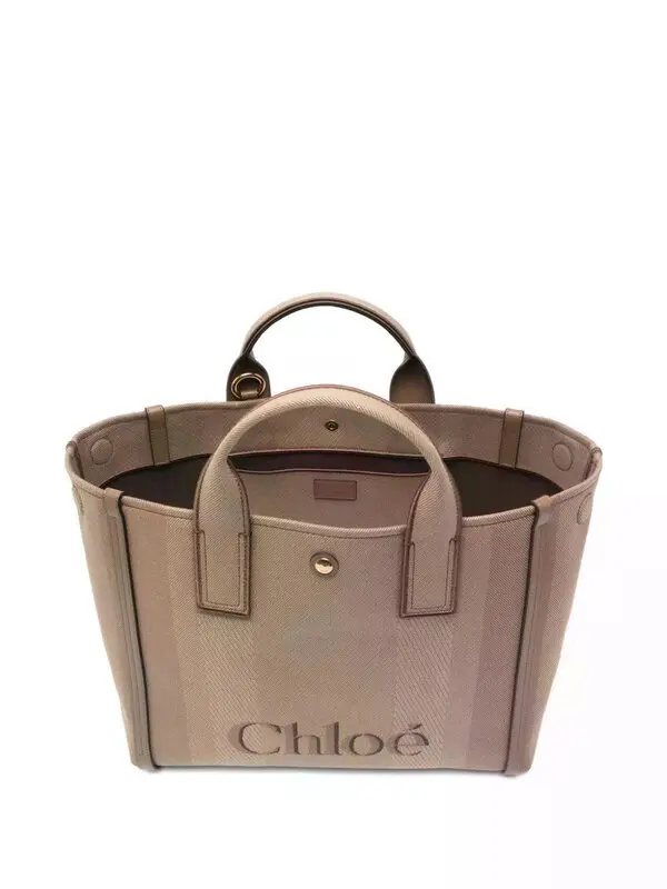 Chloé Embossed Stripe Tote Bag - Neutrals