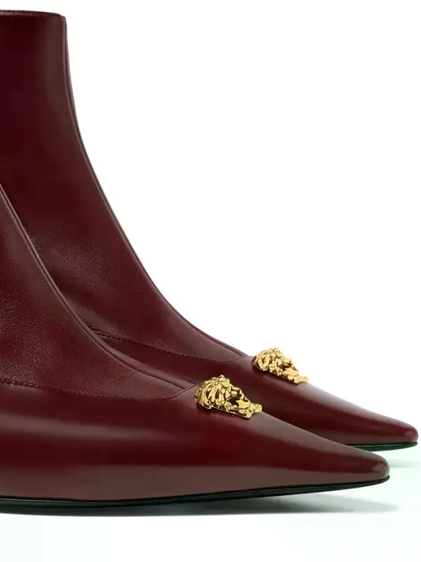 Versace La Medusa Pointed-toe Ankle Boots - Red