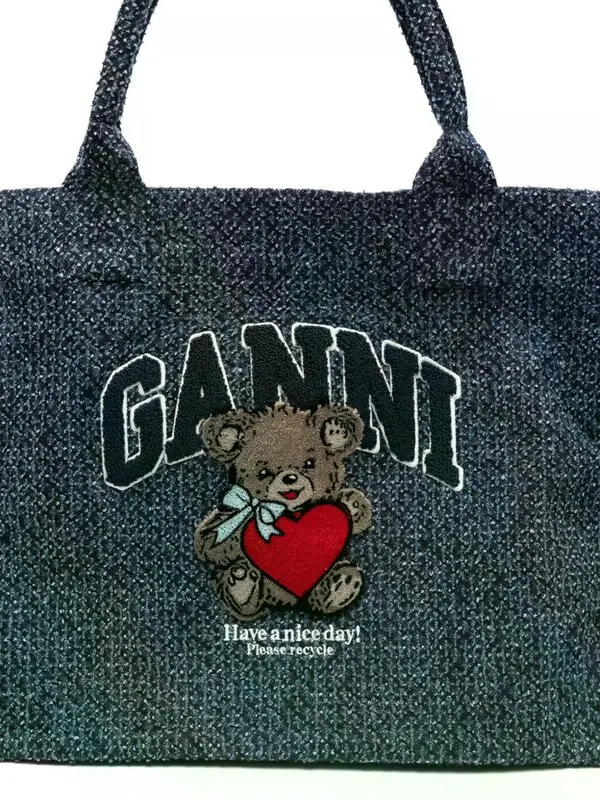 GANNI Appliqué Tote Bag - Blue