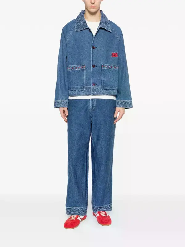 BODE Embroidered Denim Jacket - Blue