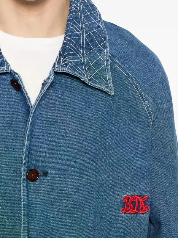 BODE Embroidered Denim Jacket - Blue