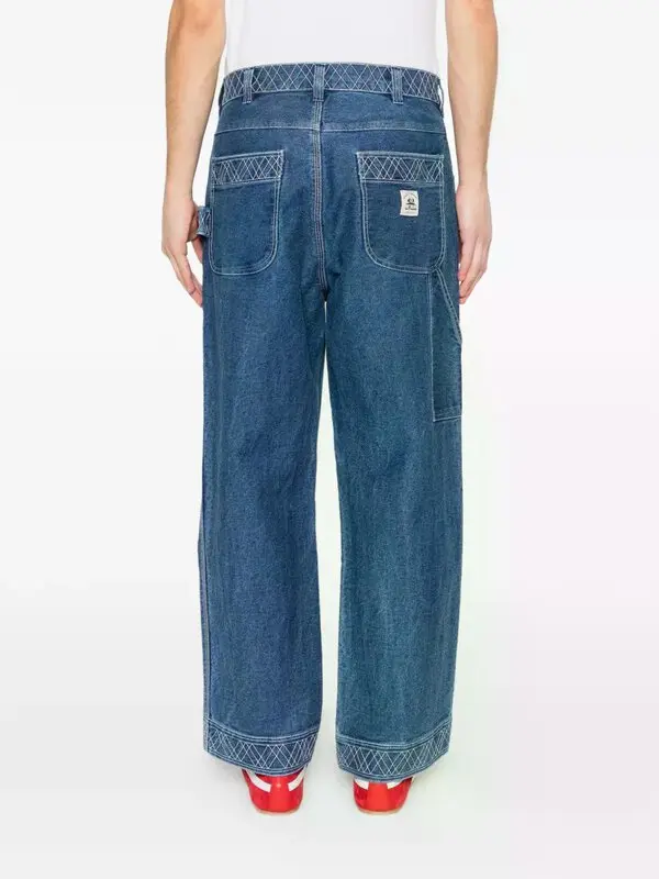 BODE Embroidered Straight Leg Trousers - Blue