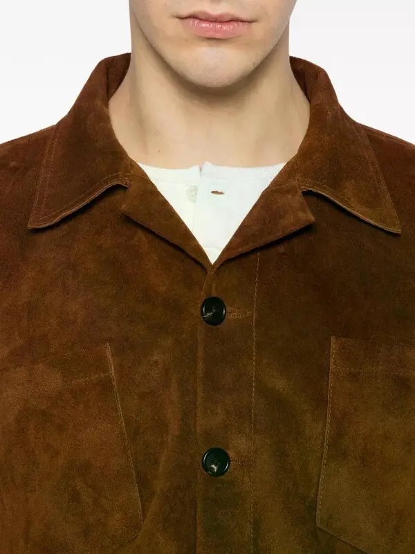 BODE Patch Pocket Suede Overshirt