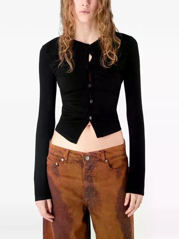 Camper Ruched Cardigan - Black