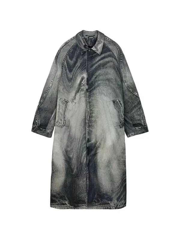 Camper Printed Long Coat - Black