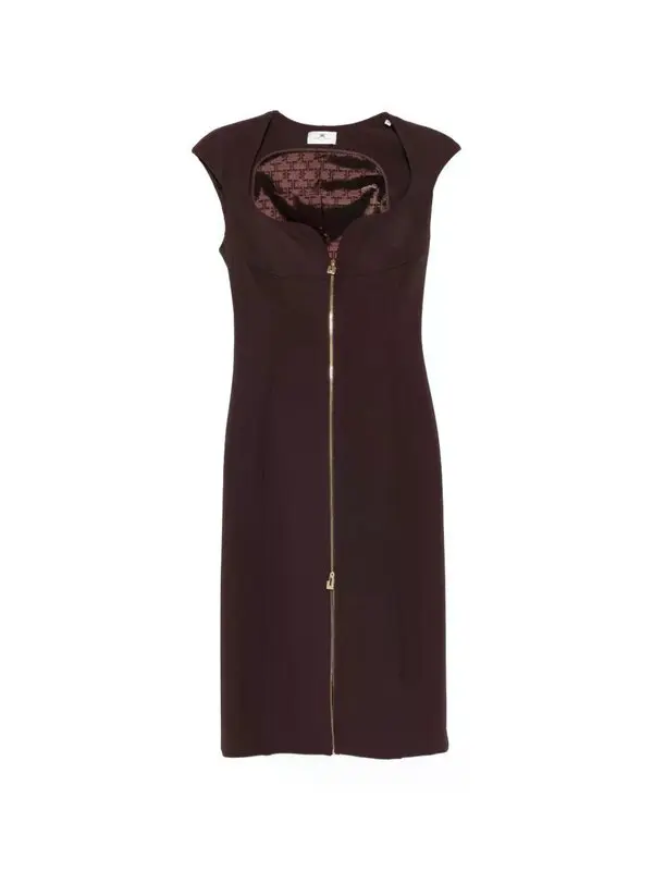 Elisabetta Franchi Zip-up Midi Dress - Brown