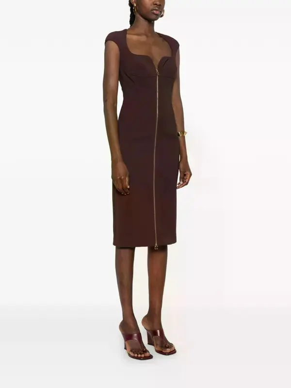 Elisabetta Franchi Zip-up Midi Dress - Brown