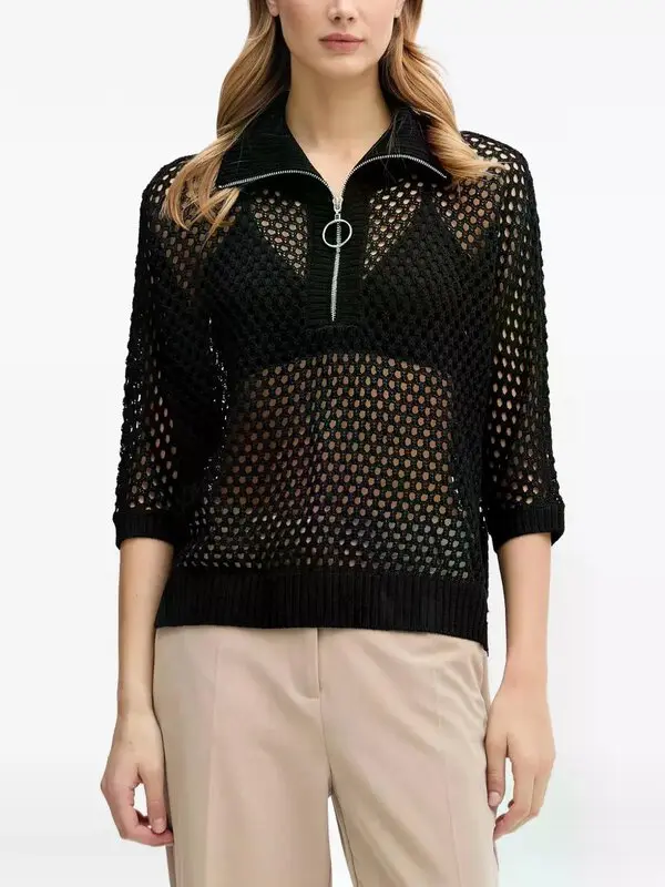 Joseph Ribkoff Half-zip Open Knit Sweater