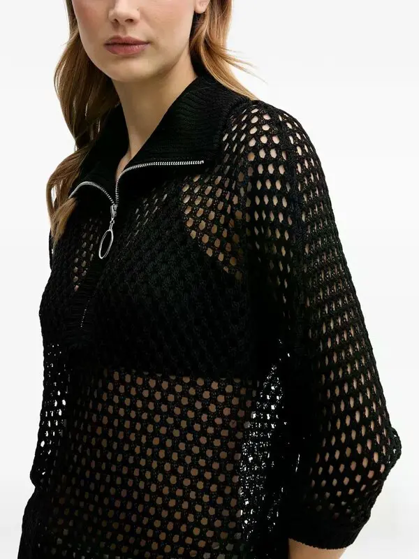 Joseph Ribkoff Half-zip Open Knit Sweater