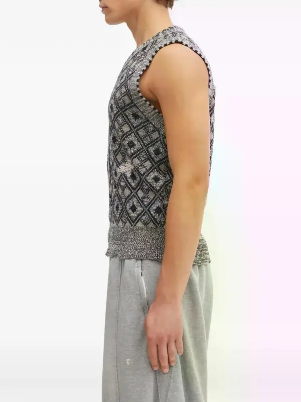 WALES BONNER V-neck Argyle Vest