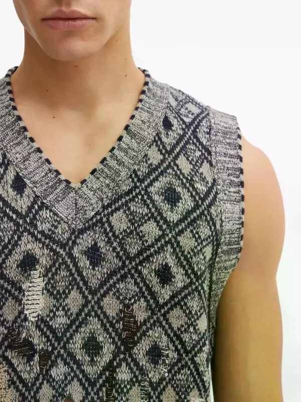 WALES BONNER V-neck Argyle Vest