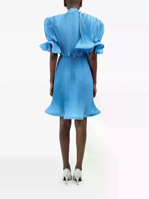 ROWEN ROSE Puff Sleeve Pleated Midi Dress