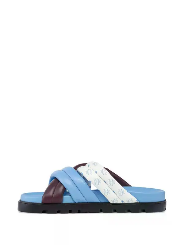 Mcm Criss-cross Logo Sandals - Blue