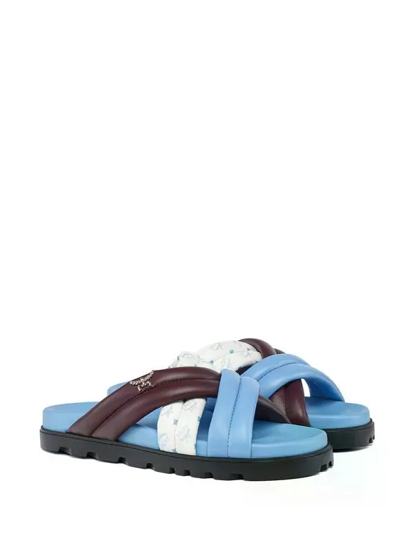 Mcm Criss-cross Logo Sandals - Blue