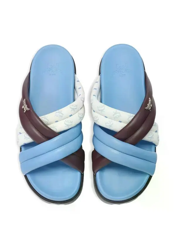 Mcm Criss-cross Logo Sandals - Blue
