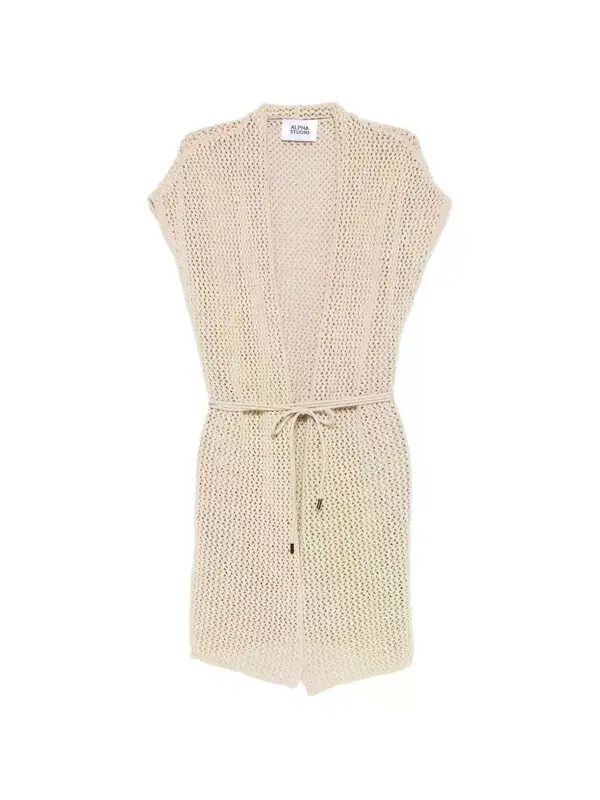 Alpha Studio Openwork Sleeveless Cardigan