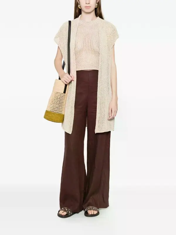 Alpha Studio Openwork Sleeveless Cardigan