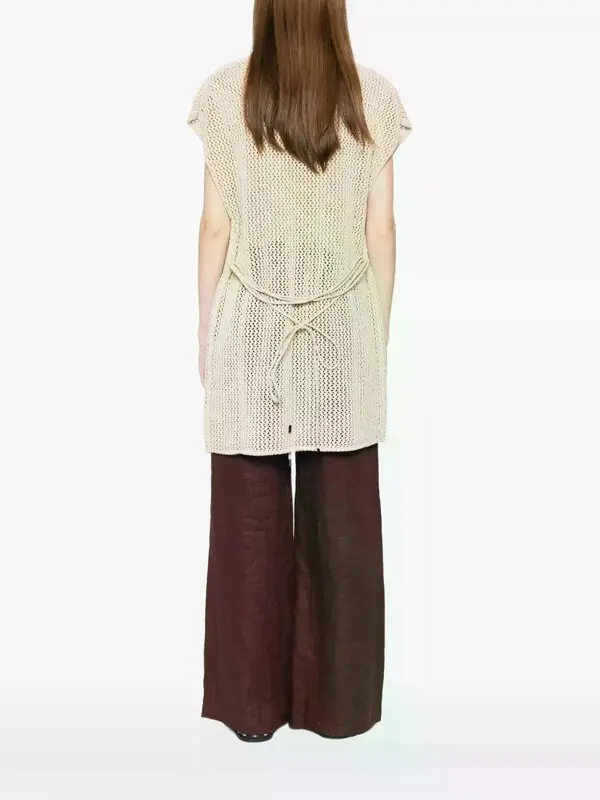 Alpha Studio Openwork Sleeveless Cardigan