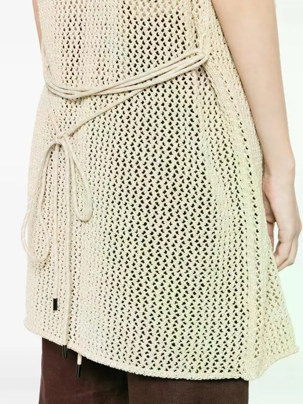 Alpha Studio Openwork Sleeveless Cardigan