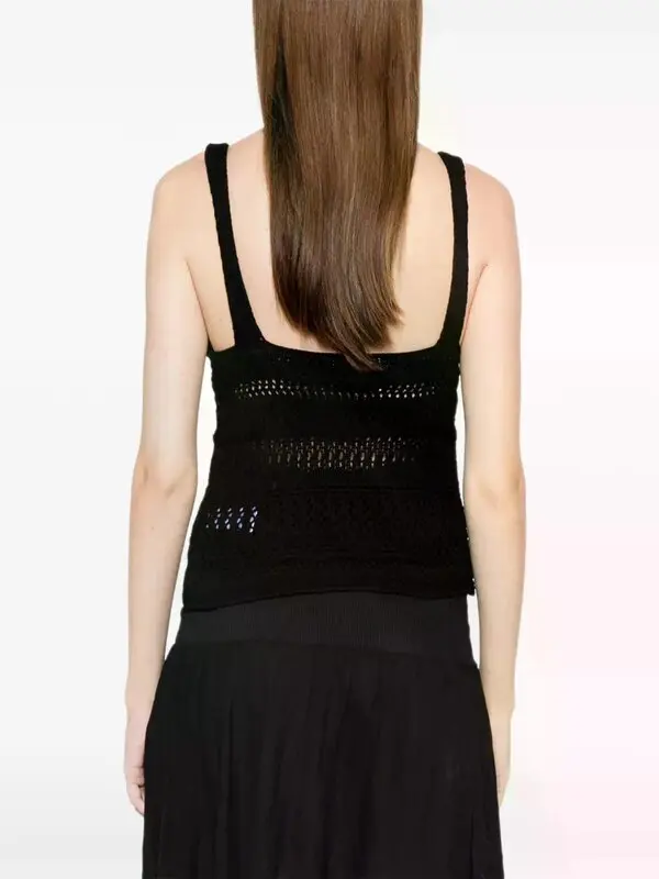 Alpha Studio Crochet V-neck Top - Black
