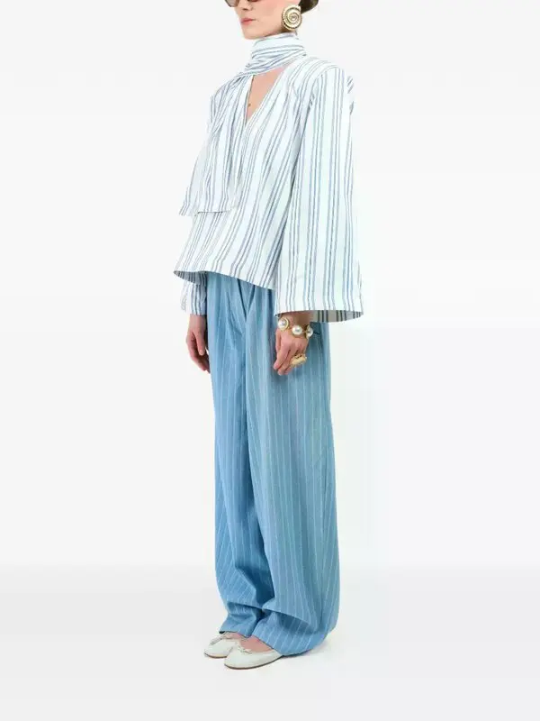 ROWEN ROSE Striped Scarf Shirt With Integrated Scarf