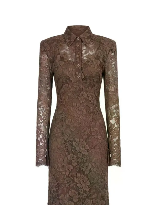ROWEN ROSE Maxi Dress With Polo Collar And Belt