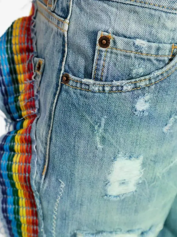 Dsquared2 Loose Fit Twist Jeans With Rainbow Detail