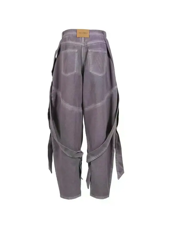 Attico Paneled Jeans With Strap Detail - Grey