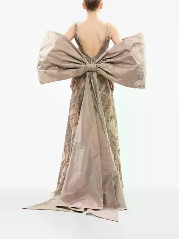 SAIID KOBEISY Bow-embellished Cape - Neutrals
