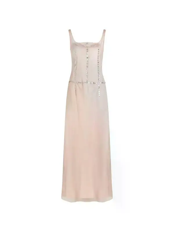 Staud Greta Button-embellished Maxi Dress - Neutrals