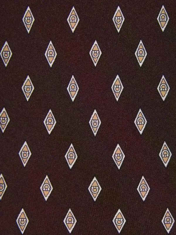 FERRAGAMO Micro Gancini Print Silk Tie - Brown
