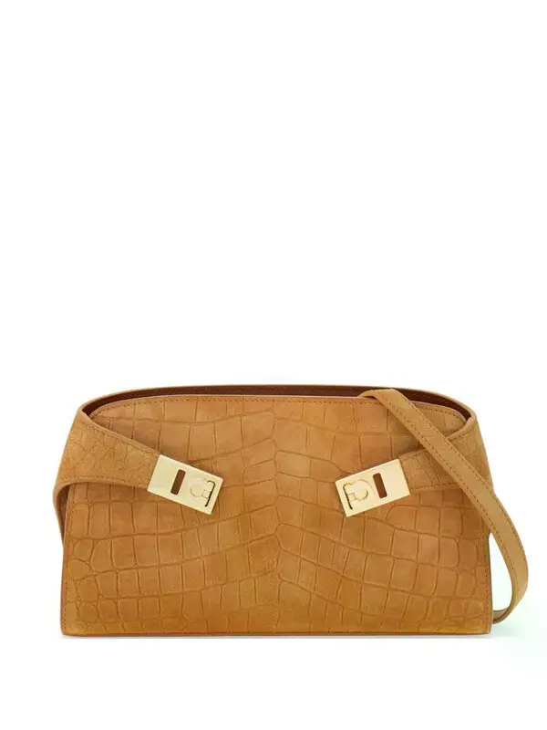 FERRAGAMO Hug Mini Croc-effect Tote Bag