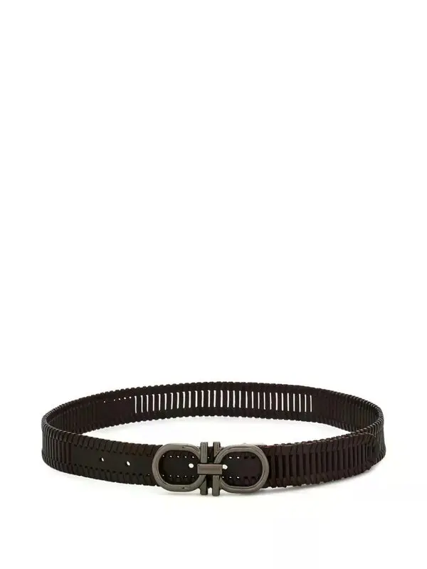 FERRAGAMO Adjustable Gancini Leather Belt - Black
