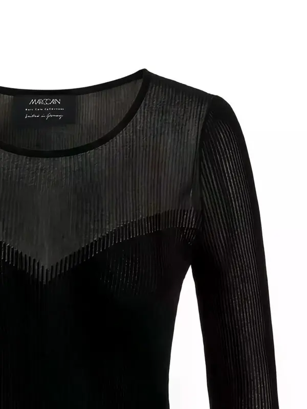MARCCAIN Ribbed Knit T-shirt With Sheer Panel