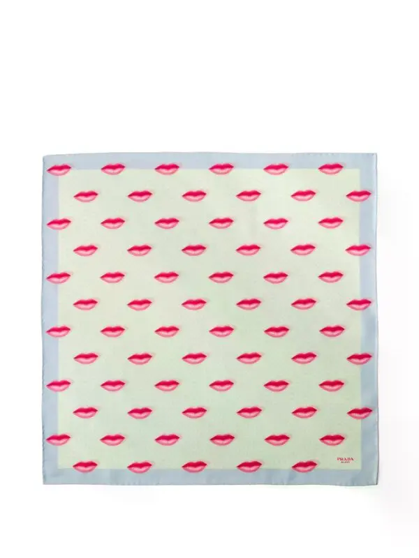 Prada Printed Silk Twill Scarf 55 X 55 Cm - Green