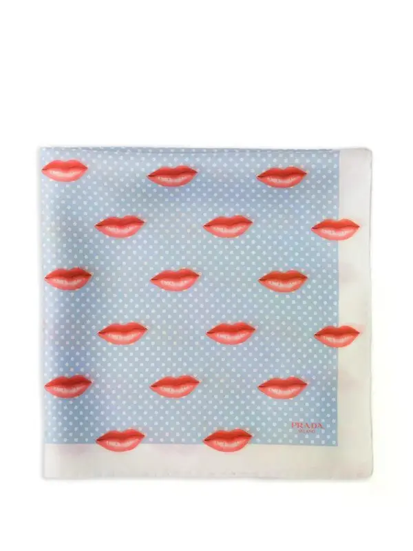 Prada Printed Silk Twill Scarf 55 X 55 Cm - Blue
