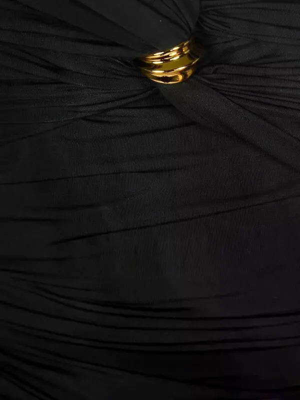 Elisabetta Franchi Long-sleeved V-neck Top With Jeweled Clasp
