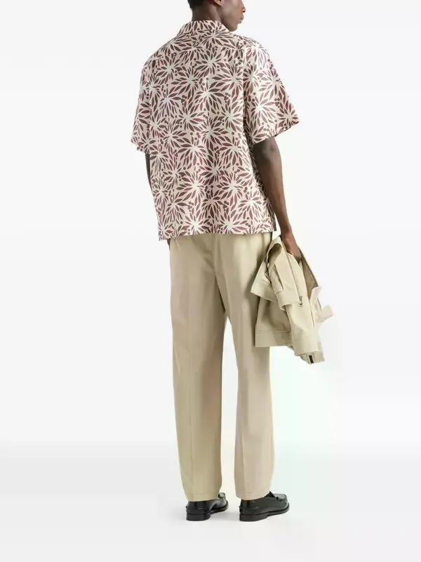 Prada Printed Cotton Bowling Shirt - Neutrals