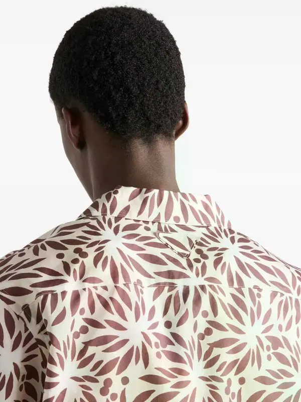 Prada Printed Cotton Bowling Shirt - Neutrals