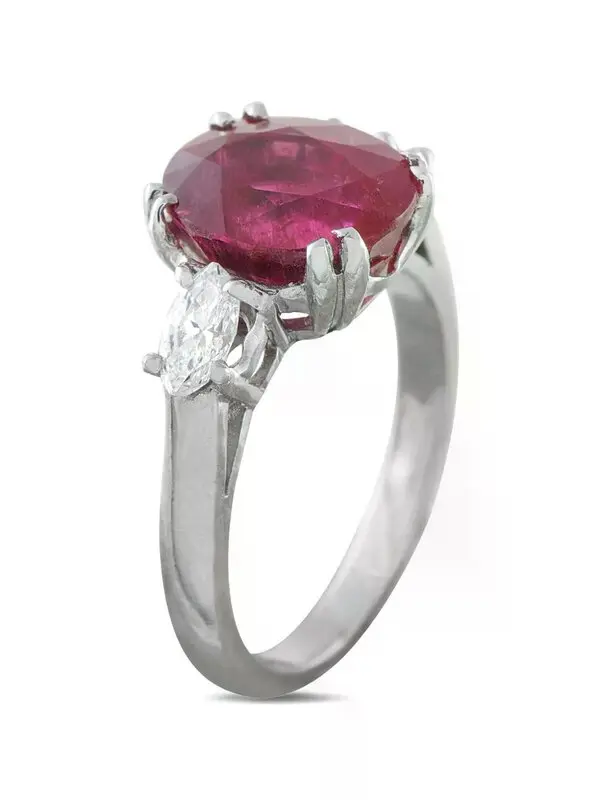 LB EXCLUSIVE 18k White Gold Diamond And Rubellite Ring