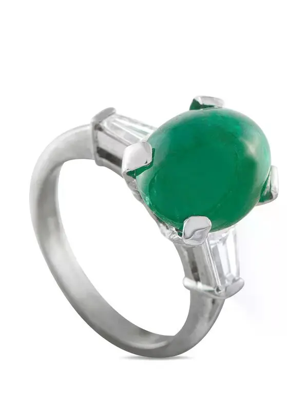 LB EXCLUSIVE Emerald And Diamond Ring - Silver