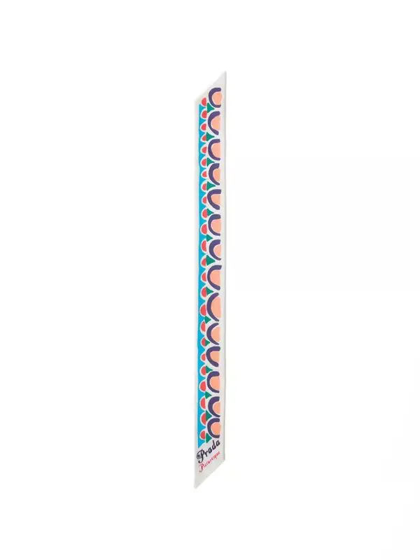 Prada Printed Silk Twill Skinny Scarf - Neutrals