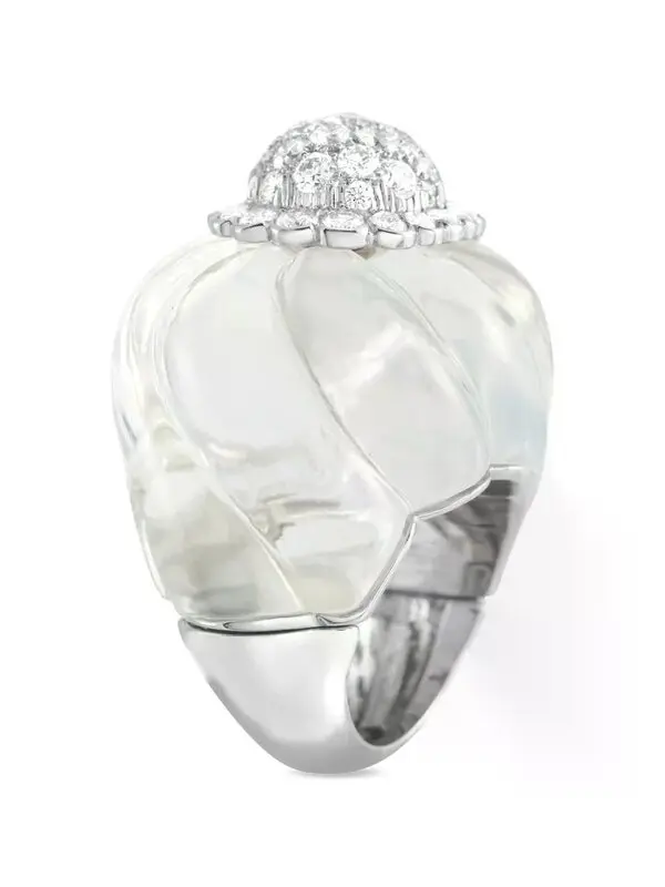 David Webb Hutton Diamond And Crystal Ring - Silver