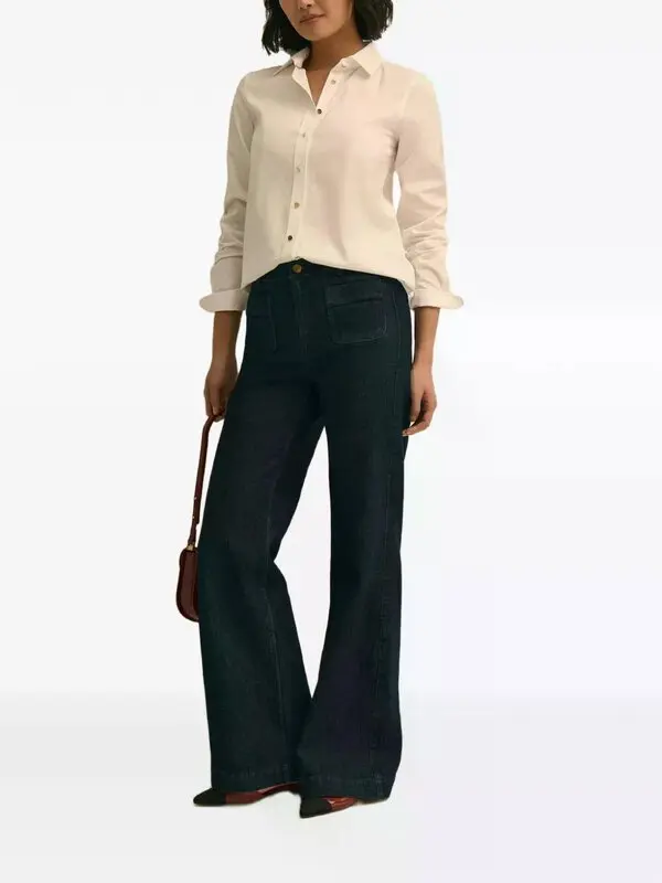 Brooks Brothers Logo Button Poplin Blouse - Neutrals