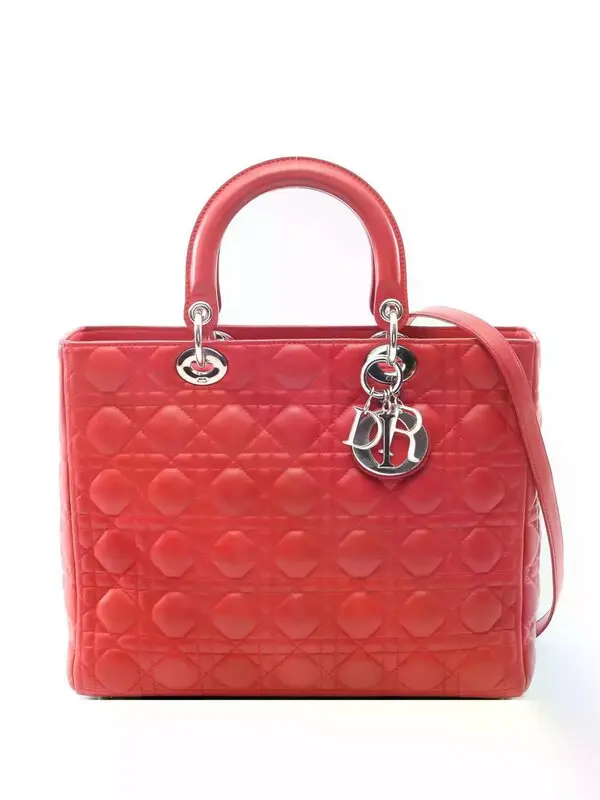 Dior Large Lady Canage Leather Handbag - Red