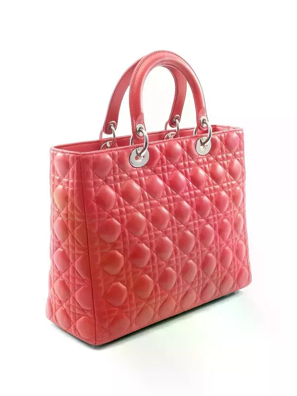 Dior Large Lady Canage Leather Handbag - Red