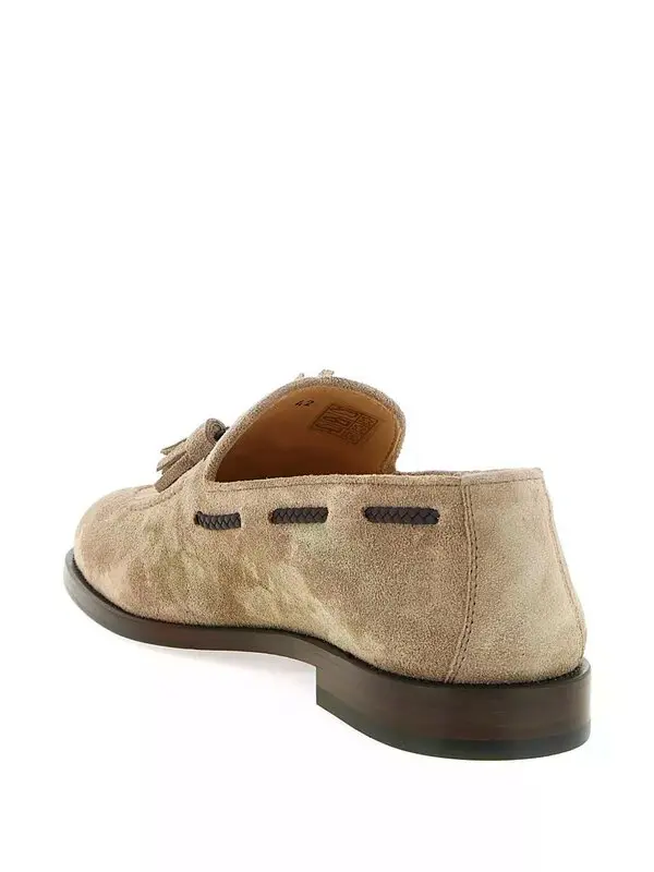 Brunello Cucinelli Leather Tassel Loafers - Neutrals