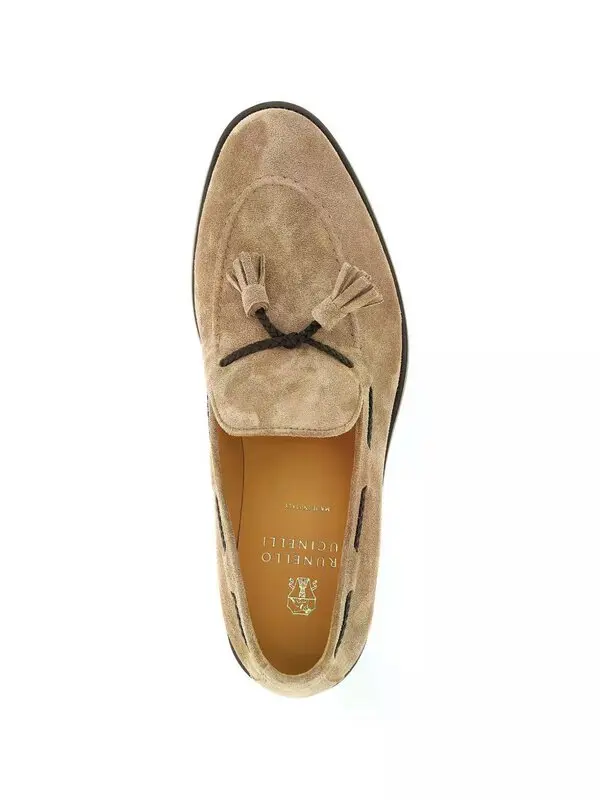 Brunello Cucinelli Leather Tassel Loafers - Neutrals