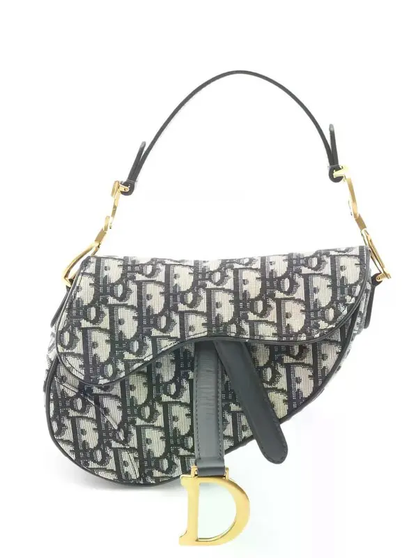 Dior Mini Saddle Bag In Jacquard - Blue