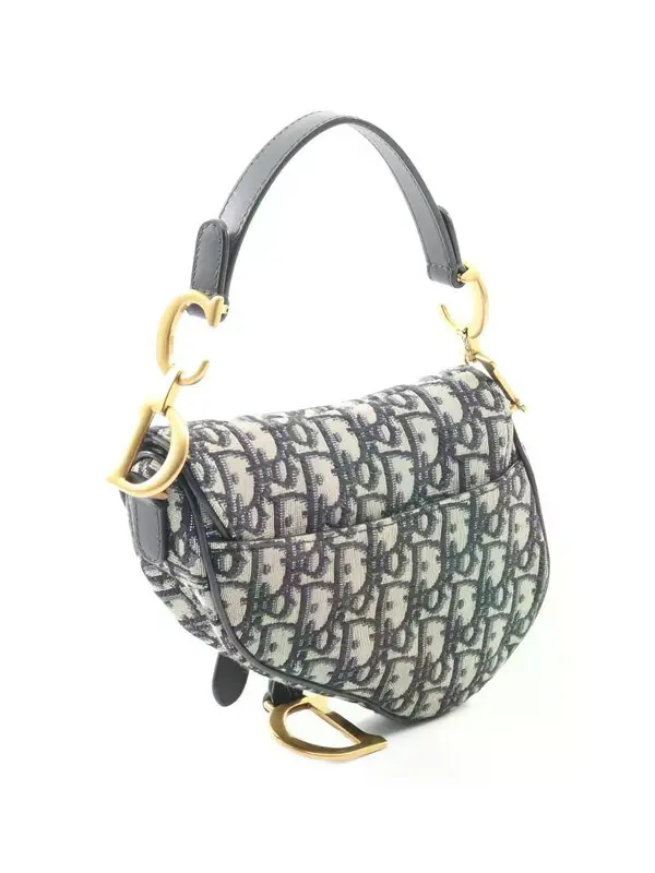 Dior Mini Saddle Bag In Jacquard - Blue